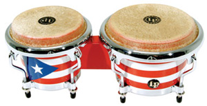 Latin Percussion Puerto Rican Flag Mini Tunable Wood Bongos LPM199PR ...